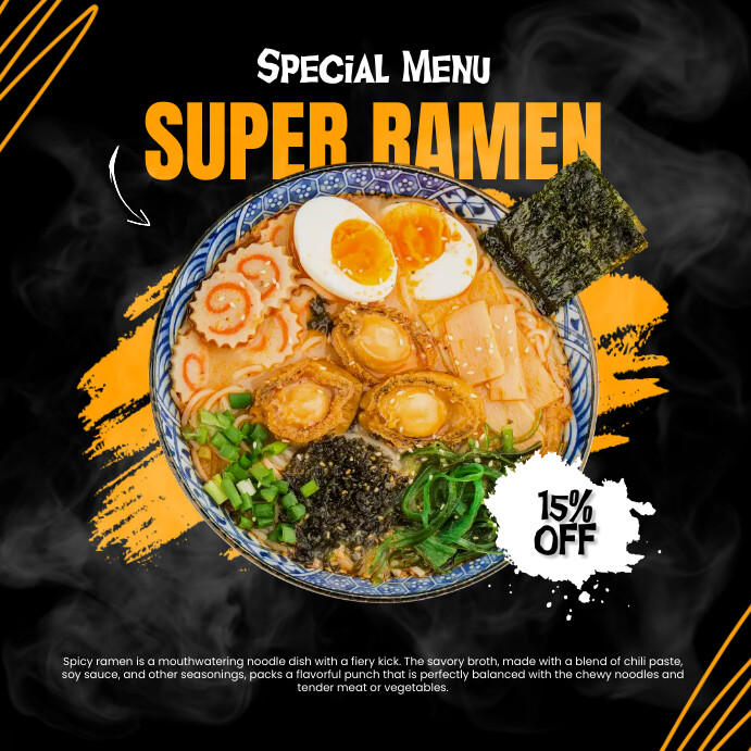 Special Menu Super Ramen Japanese Original Template | PosterMyWall