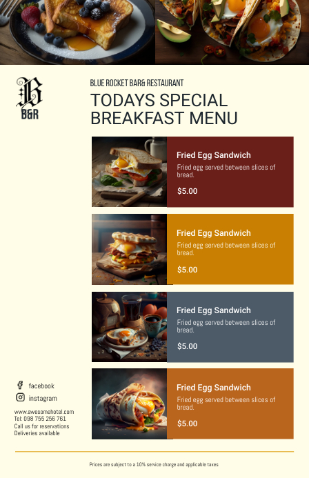 Special menu: specials list 4 items Template | PosterMyWall