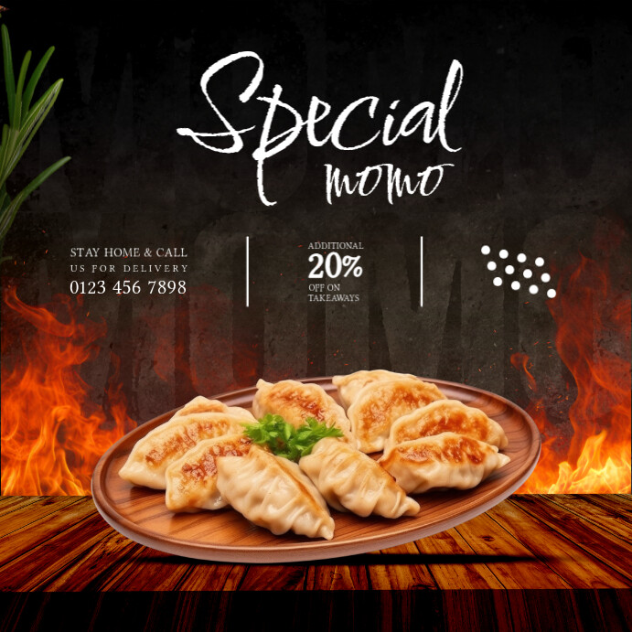Special momo promo instagram post design – hot dumpling offer with 20% ...