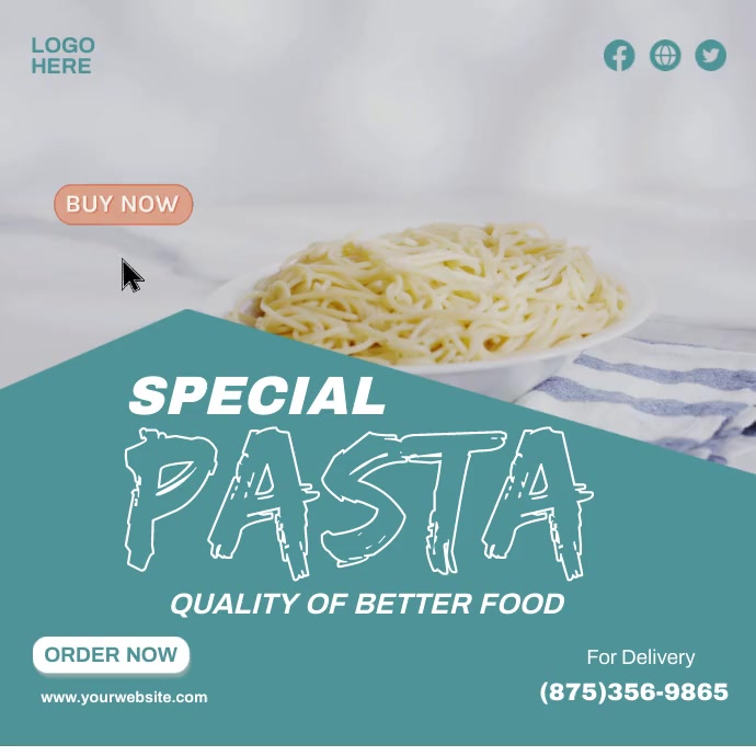 Special Pasta Video Template | PosterMyWall