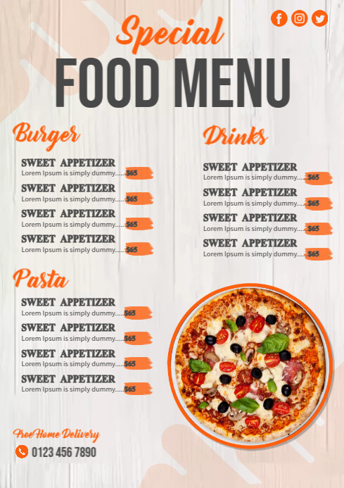 Special Pizza Menu Poster Template | PosterMyWall