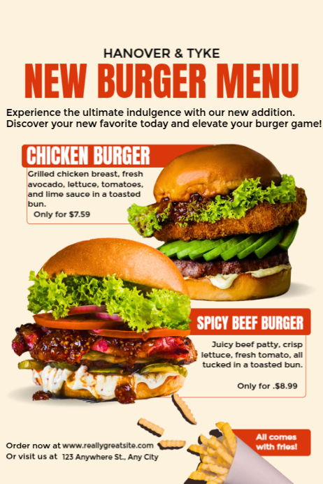 Special Restaurant Berger Menu Poster Templat | PosterMyWall