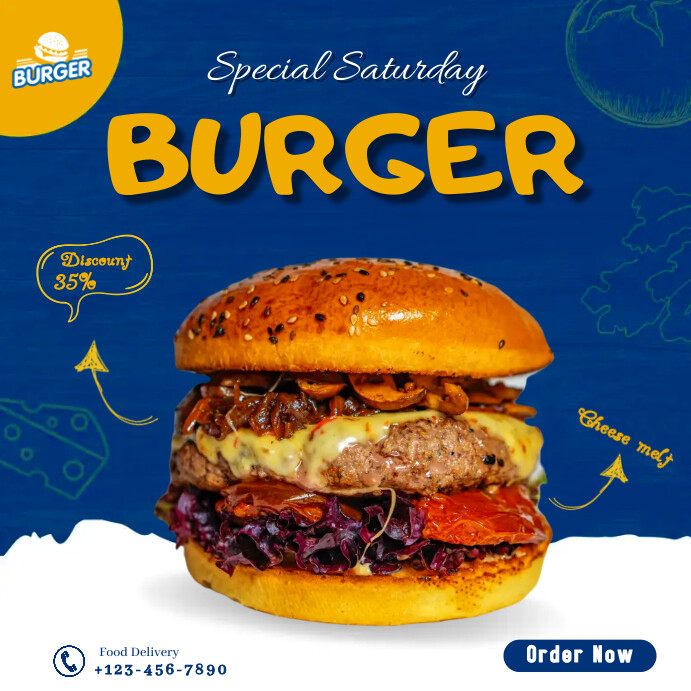 Special Saturday Burger IG post Template | PosterMyWall