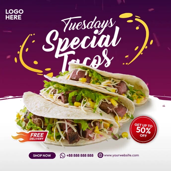 Plantilla de Special Tacos Tuesday | PosterMyWall