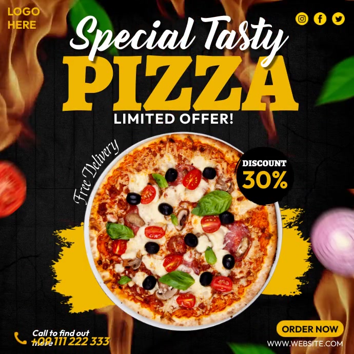 Special Tasty Pizza Video Ads Template | PosterMyWall