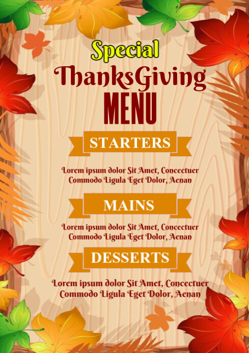 Special Thanksgiving Menu Template | PosterMyWall