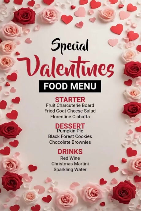 Copy of Special Valentines Food Menu | PosterMyWall