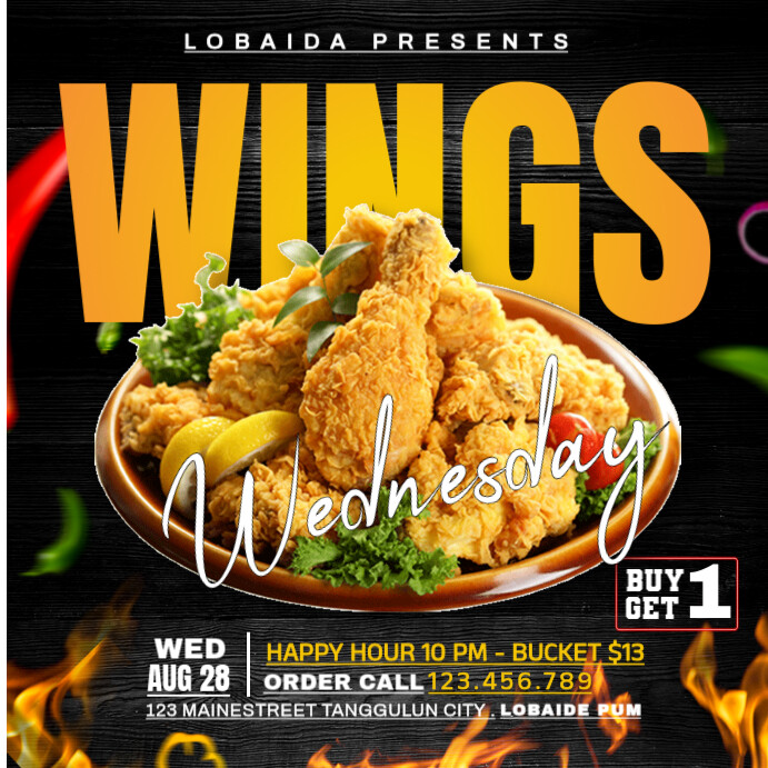 Modèle SPECIAL WINGS WEDNESDAY FLYER | PosterMyWall