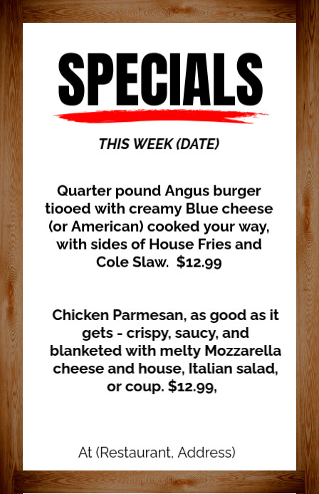 Specials, Half Page Template | PosterMyWall