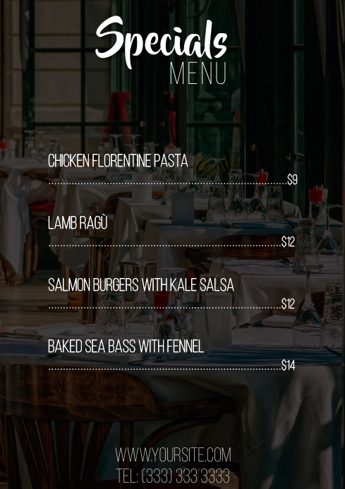 Specials Restaurant menu card a4 Template | PosterMyWall