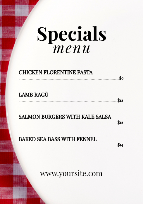 Copy of Specials White Plate Restaurant menu table a4 | PosterMyWall