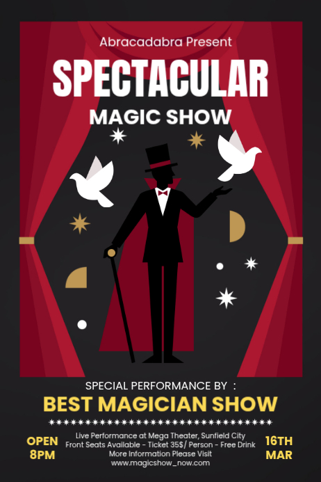 Plantilla de Spectacular Magic Show Flyer or Poster Template | PosterMyWall