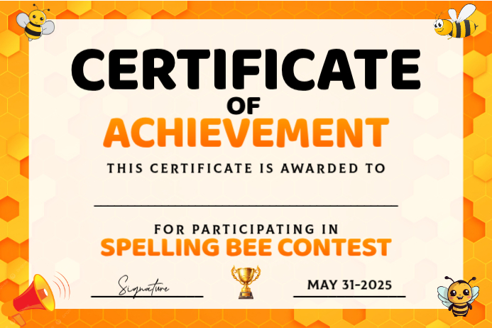 Modèle Spelling bee certificate | PosterMyWall