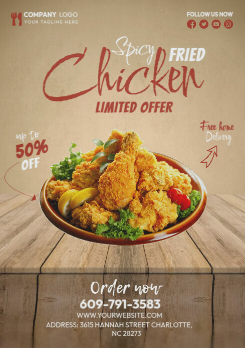 Spicy Chicken Ads Template | PosterMyWall