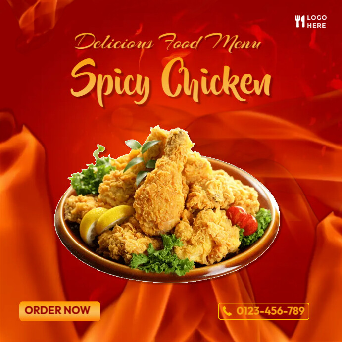 Spicy Chicken Ads Template | PosterMyWall
