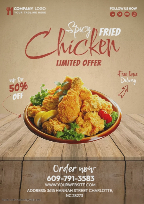 Spicy Chicken Ads Template | PosterMyWall