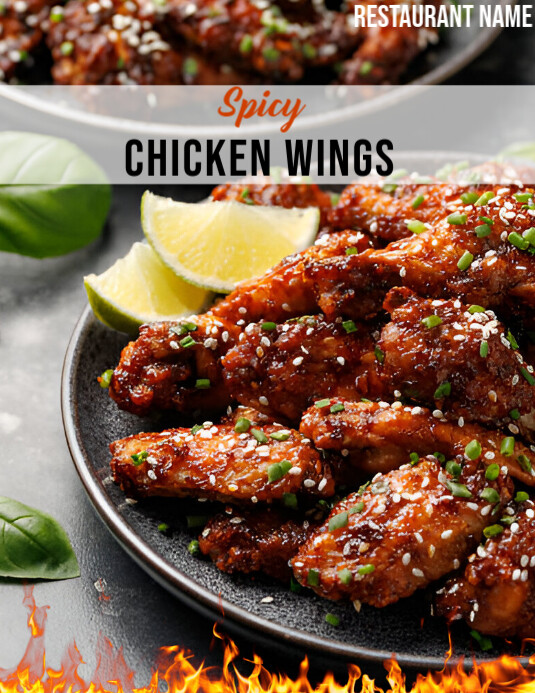 Spicy chicken wings poster ad design Template | PosterMyWall