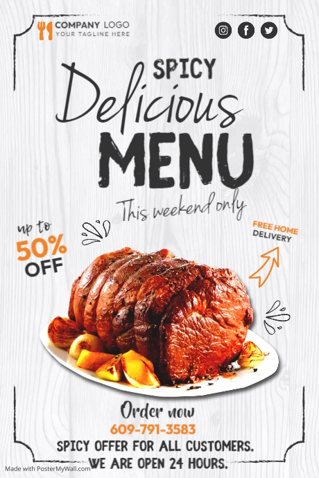 Spicy Delicious Menu Template | PosterMyWall