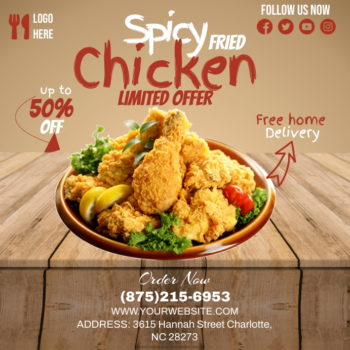 Spicy Fried Chicken Template | PosterMyWall