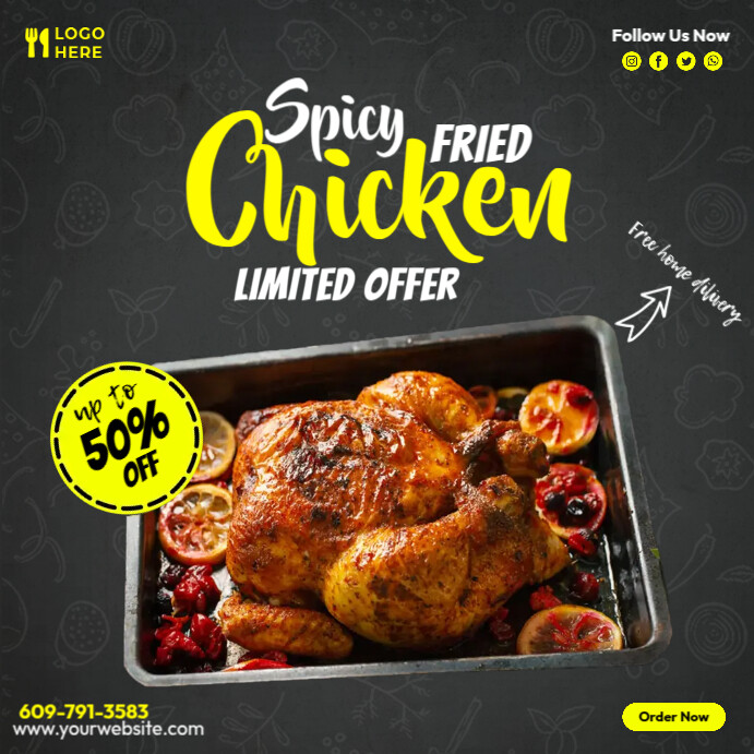 Spicy Fried Chicken Template | PosterMyWall