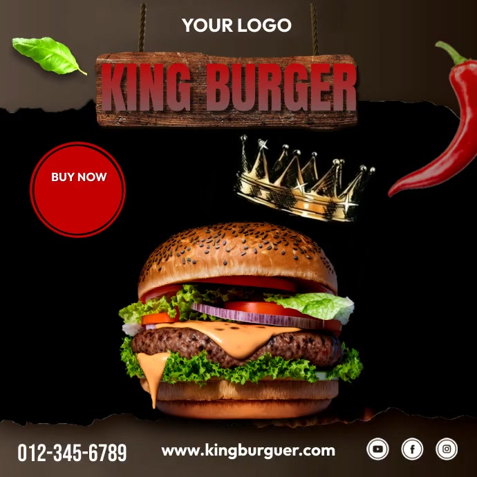 Spicy King Burger Template | PosterMyWall
