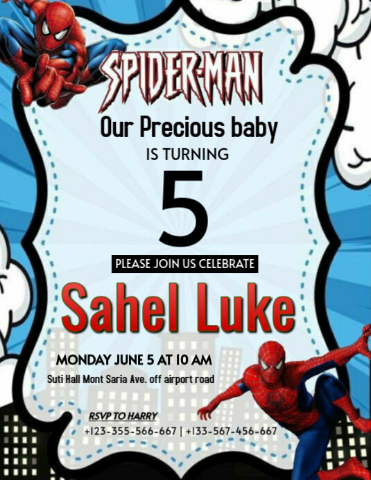 Spider man birthday party invite Template | PosterMyWall