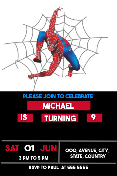 Spider Man Invitation Template Birthday Postermywall