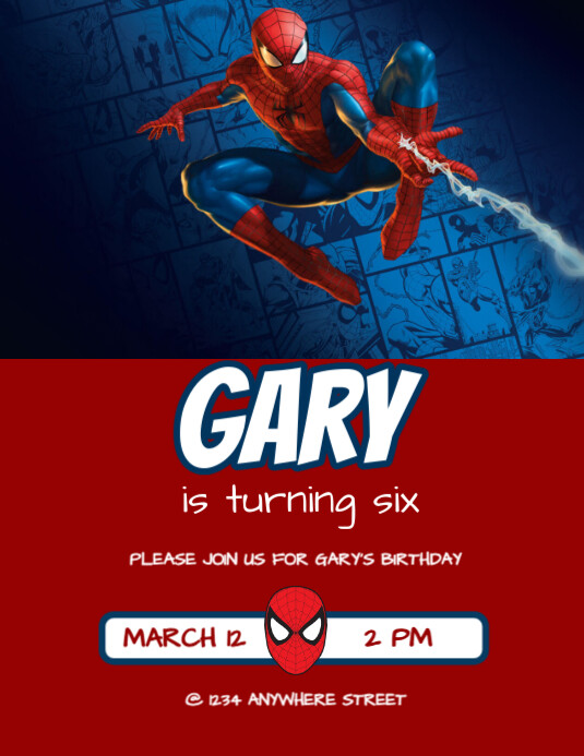 spiderman birthday flyer Template | PosterMyWall