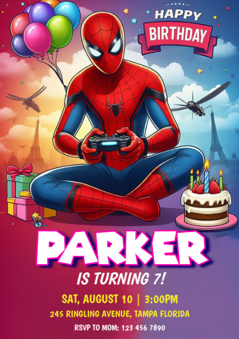 Spiderman Birthday invitation Template | PosterMyWall