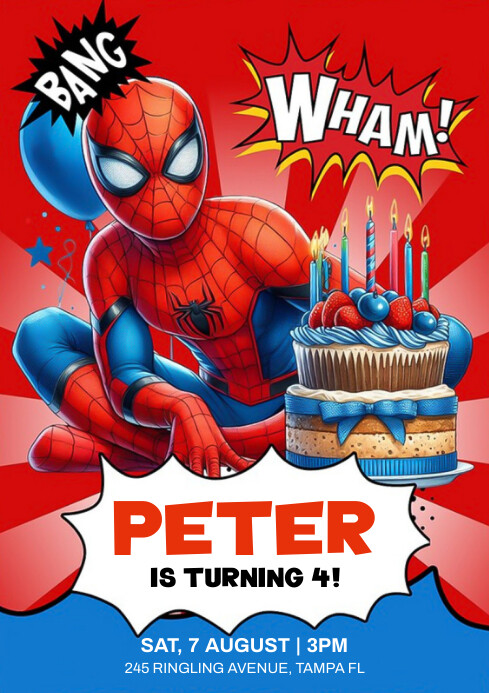 Spiderman Birthday Invitation Template | PosterMyWall