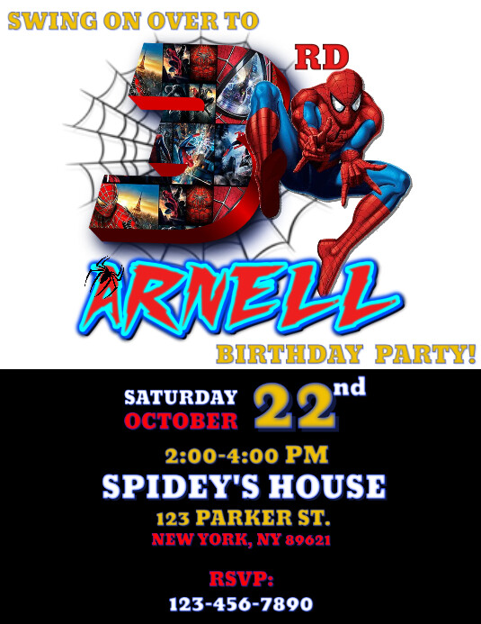 Spiderman Birthday Invitation Template | PosterMyWall