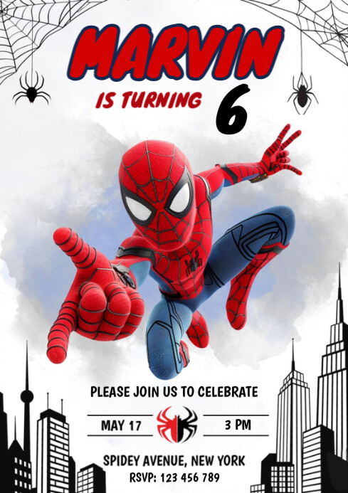 Spiderman Birthday invitation Template | PosterMyWall