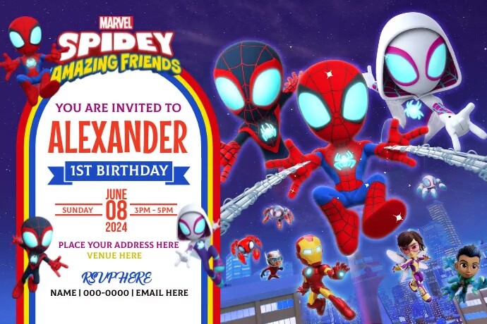 Spiderman birthday invitation Template | PosterMyWall
