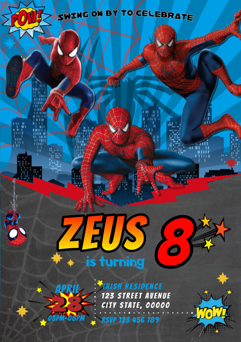 Spiderman Birthday Invitation Template | PosterMyWall