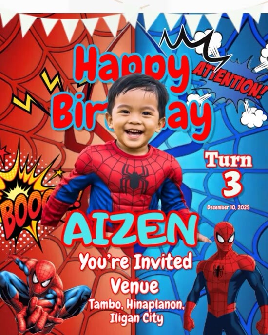 Spiderman birthday invitation video Template | PosterMyWall