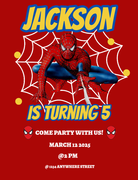 Spiderman Birthday Party Template | PosterMyWall