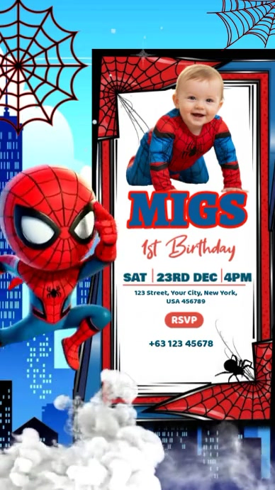 SpiderMan Birthday Reel Invitation Template | PosterMyWall