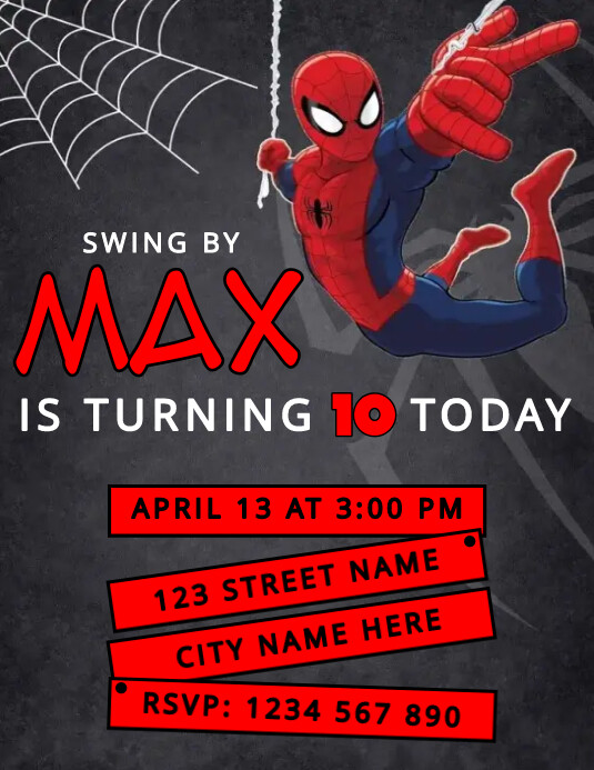 Spiderman Birthday Template | PosterMyWall