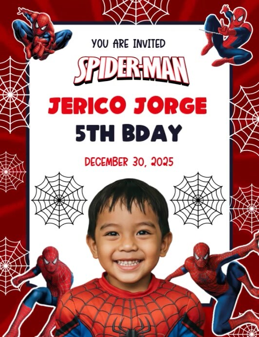 Spiderman Theme Birthday Invitation Template | PosterMyWall