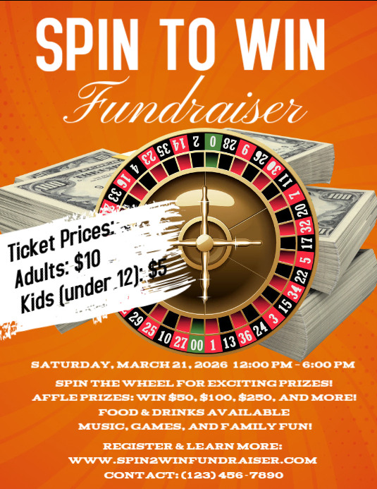 Plantilla de SPIN TO WIN FUNDRAISER | PosterMyWall