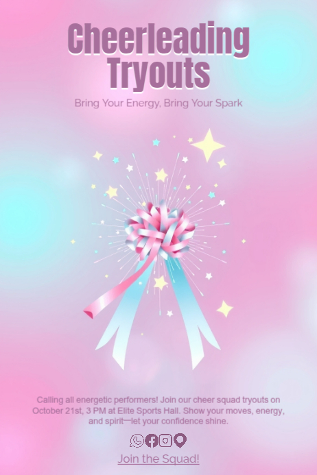 Spirit Rise – Cheer Squad Tryouts Poster Template | PosterMyWall