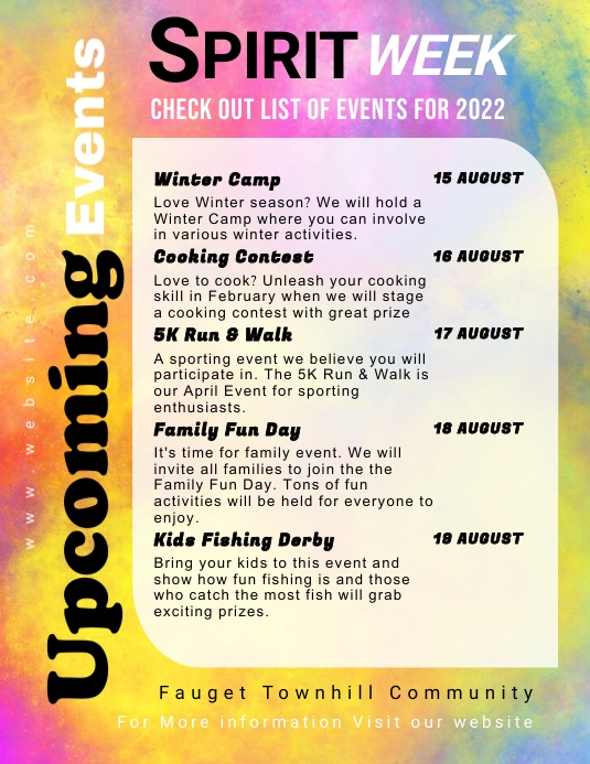 Kopya ng spirit week, schedule of events | PosterMyWall