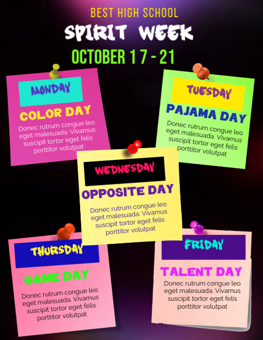 Copy of spirit week activities template | PosterMyWall