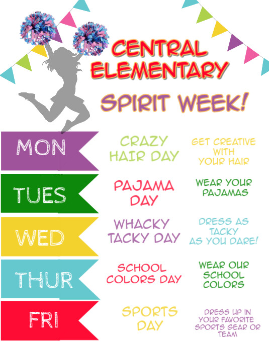 Copy of Spirit Week Schedule Flyer (us Letter) | PosterMyWall