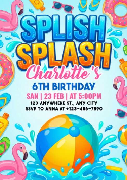 Splish Splash Birthday Invitation Template | PosterMyWall