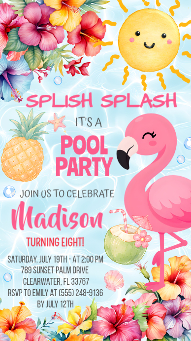 Pool Party Invitation Template | PosterMyWall