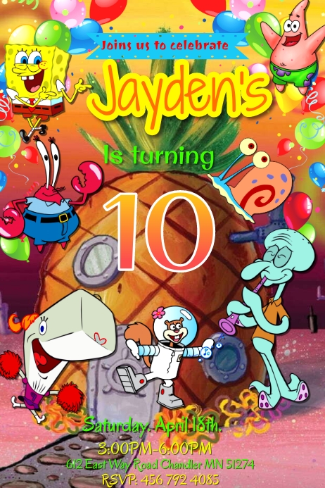 Copia de Sponge Bob birthday | PosterMyWall