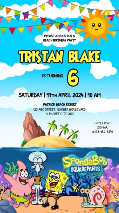 Spongebob Birthday Invitation Template | PosterMyWall