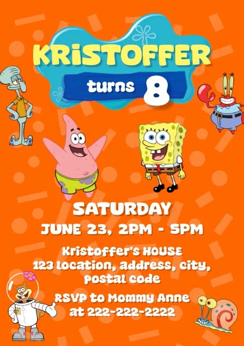 Spongebob Birthday Invitation Template | PosterMyWall