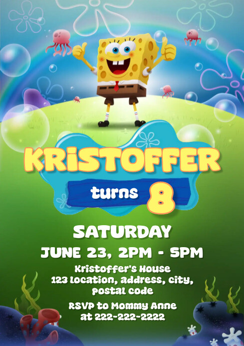 Spongebob Birthday Party Invitation Template | PosterMyWall